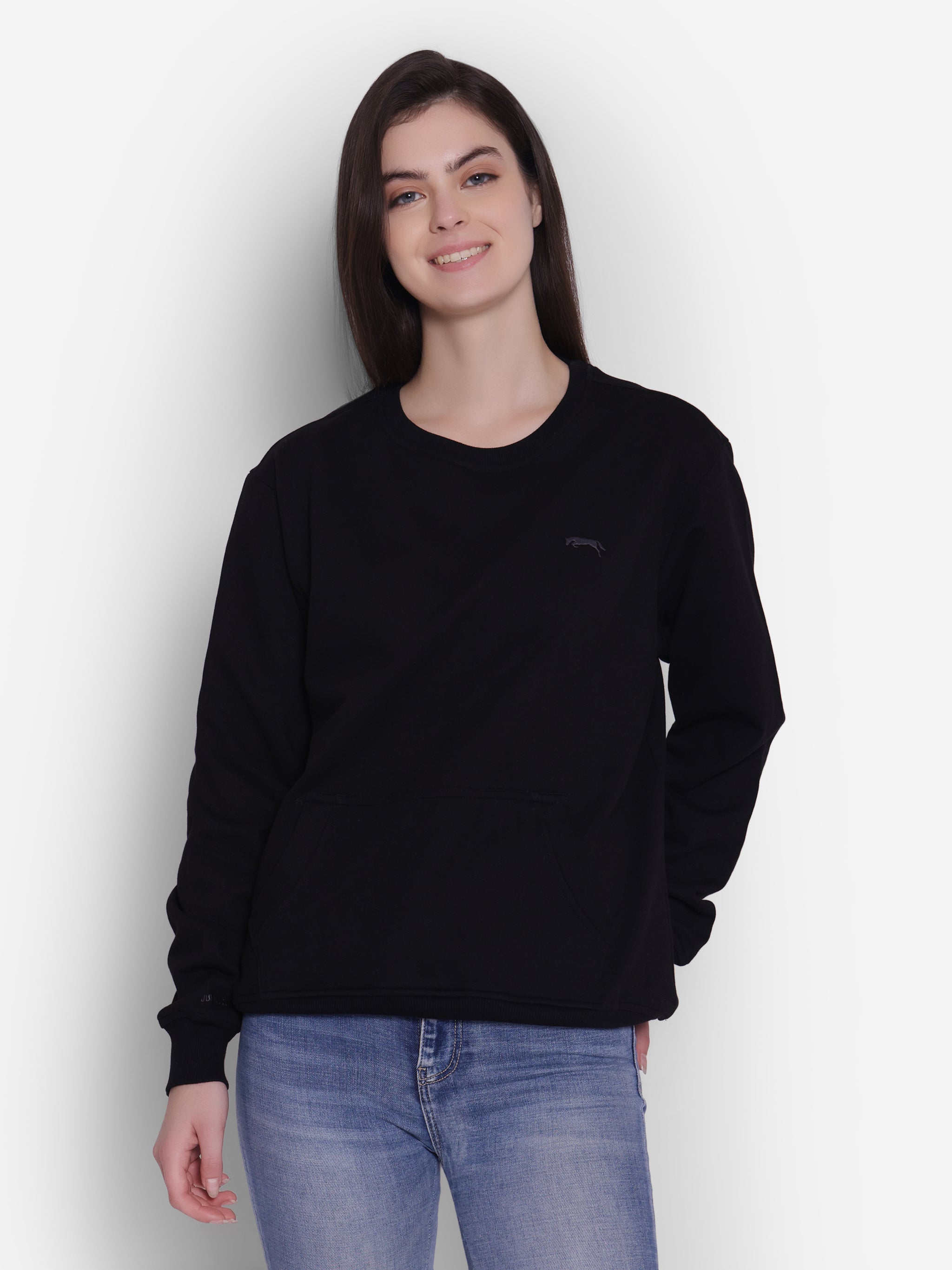 JUMP USA Women Black Solid Sweatshirt
